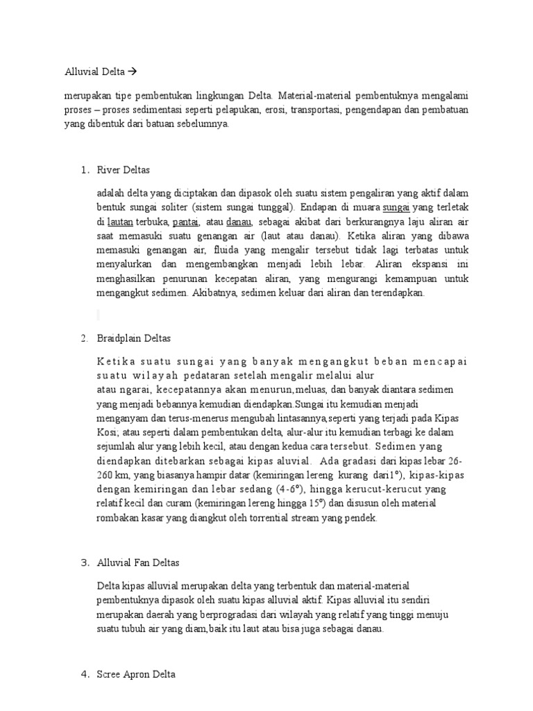 Jenis-Jenis Delta: Alluvial dan Non-Alluvial | PDF