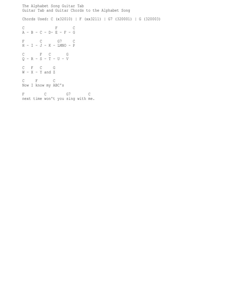 Guitar Chords ABC Song | PDF | Musical Compositions | Musicology