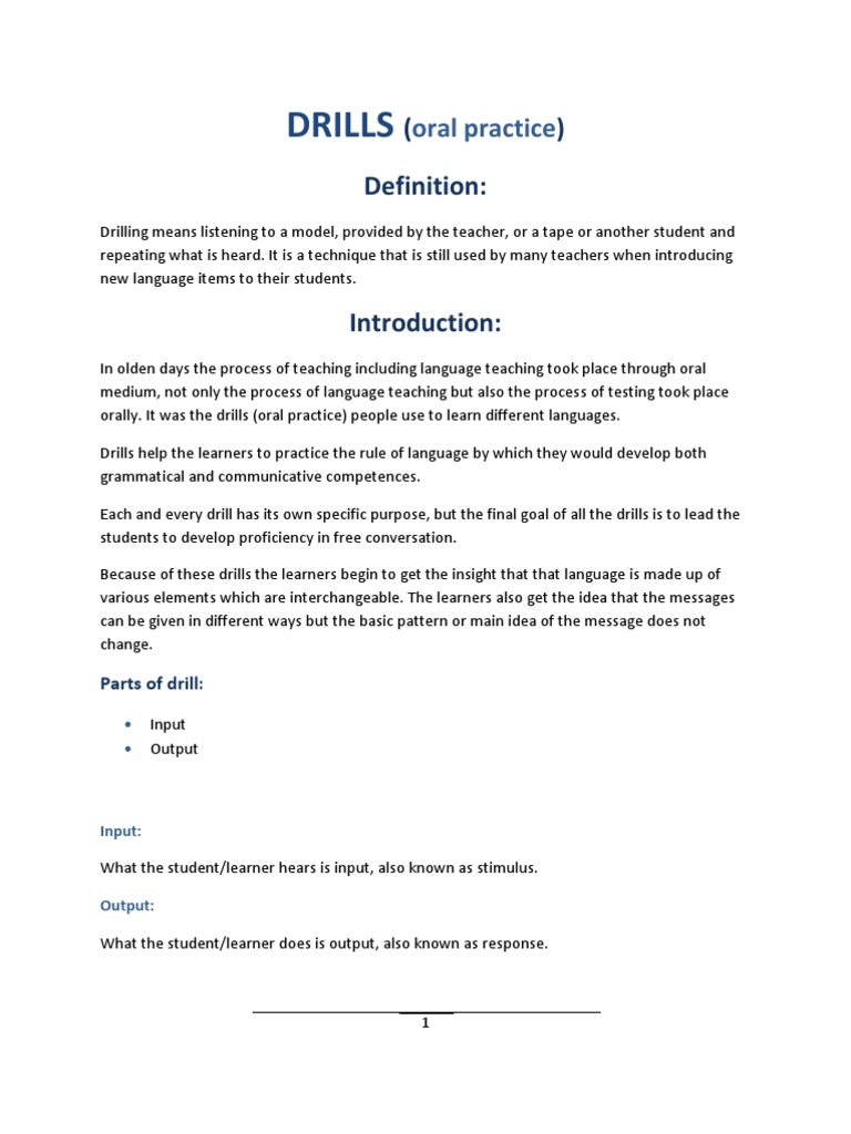 Drills | PDF | Language Education | Translations