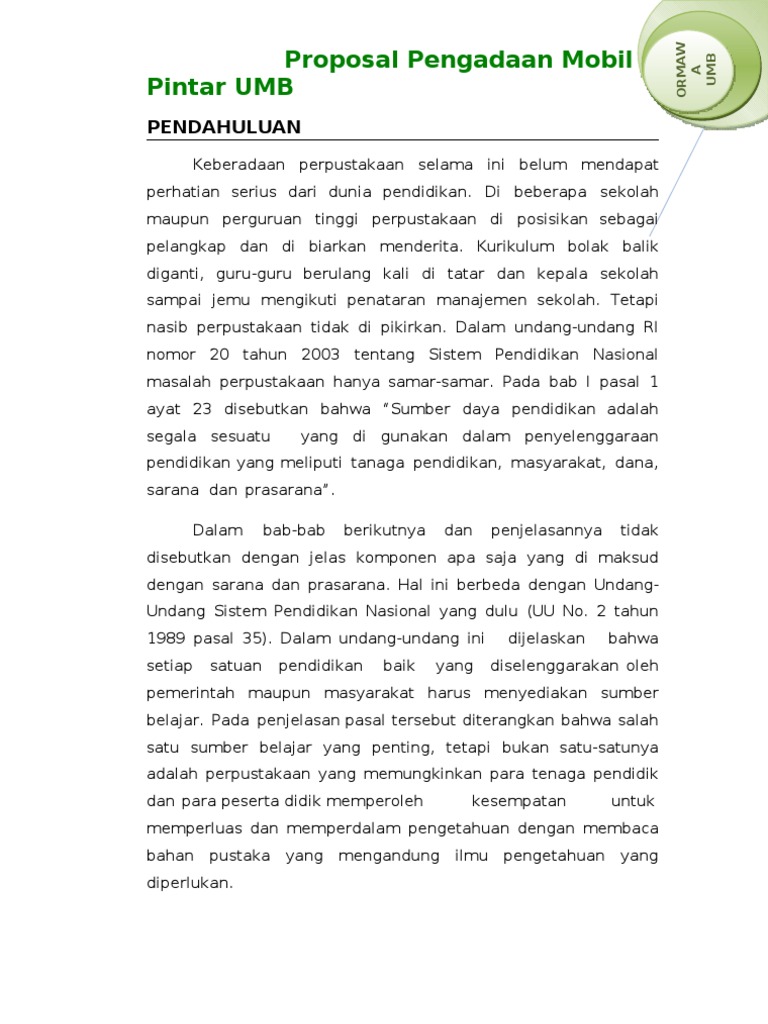 Proposal Manajemen - Pengadaan Perpus Keliling | PDF | Komputer