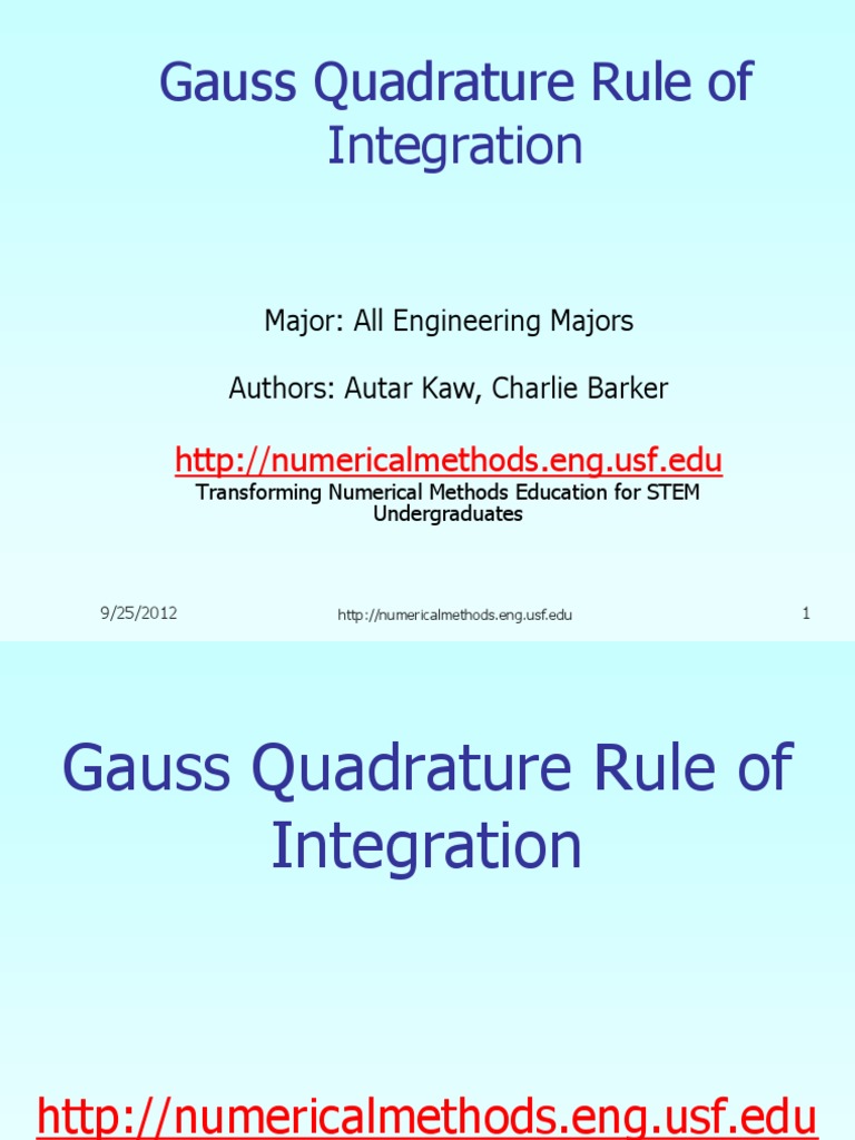 Gauss Quadrature Integration Methods | PDF | Computational Science ...