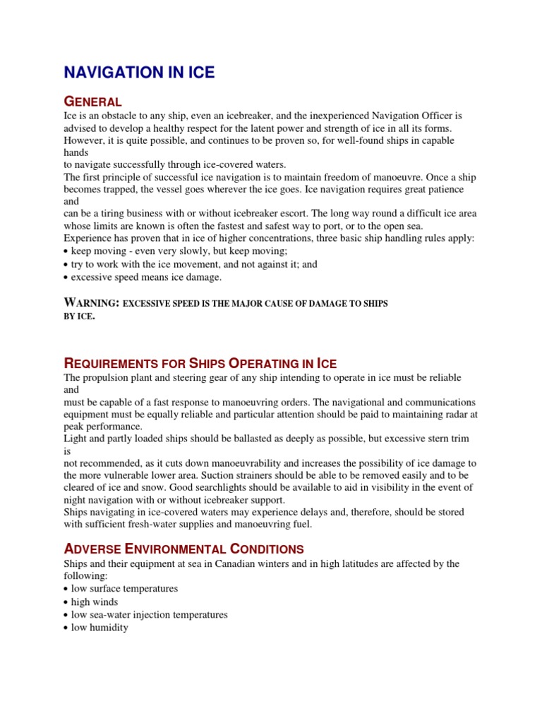 Navigation in Ice | PDF | Ice | Ships