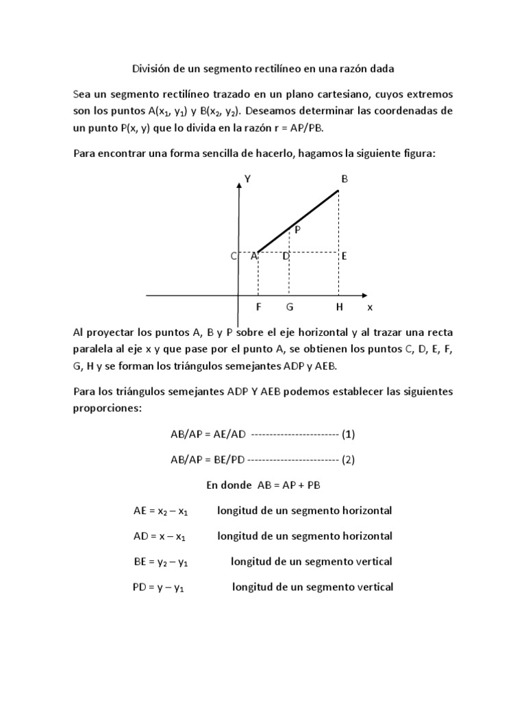 Division de Un Segmento Rectilineo. | PDF | Sistema de coordenadas ...