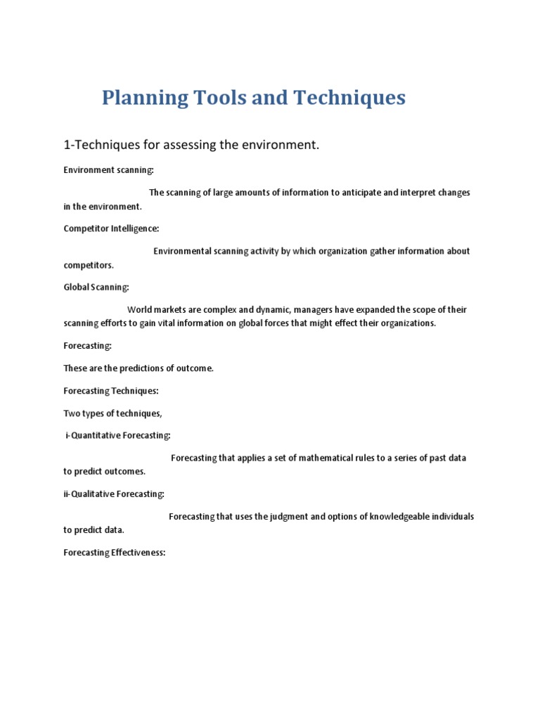 Planning Tools and Techniques | PDF | Forecasting | Project Management