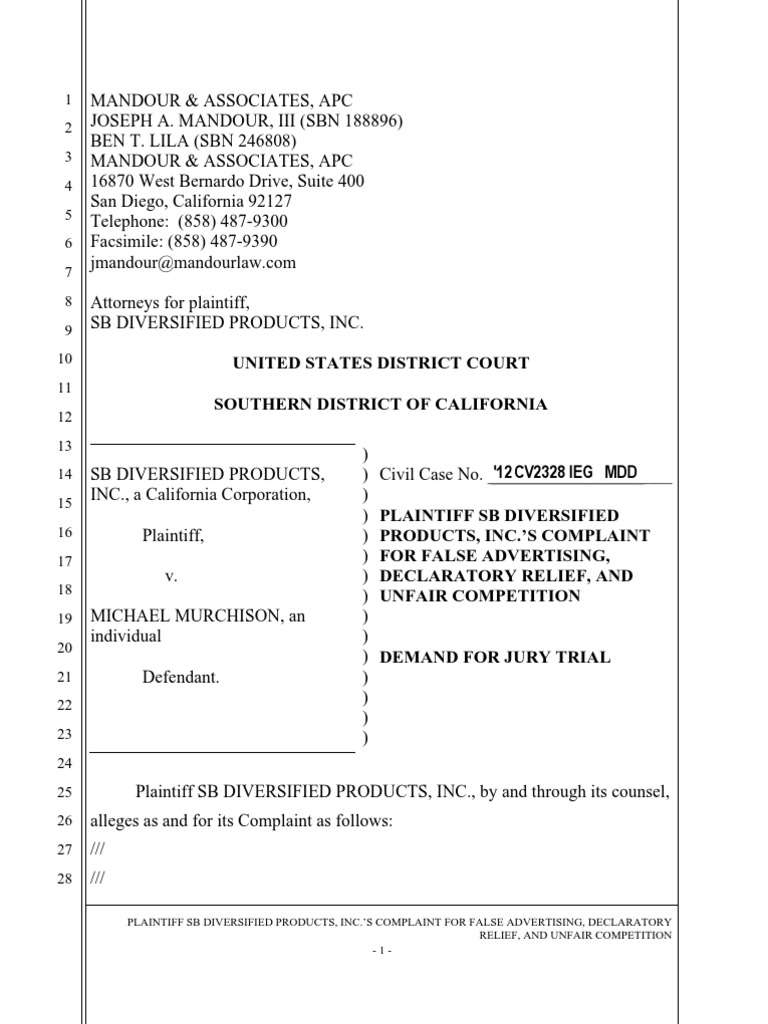 Legal Battle: False Advertising Claims | PDF | Declaratory Judgment ...