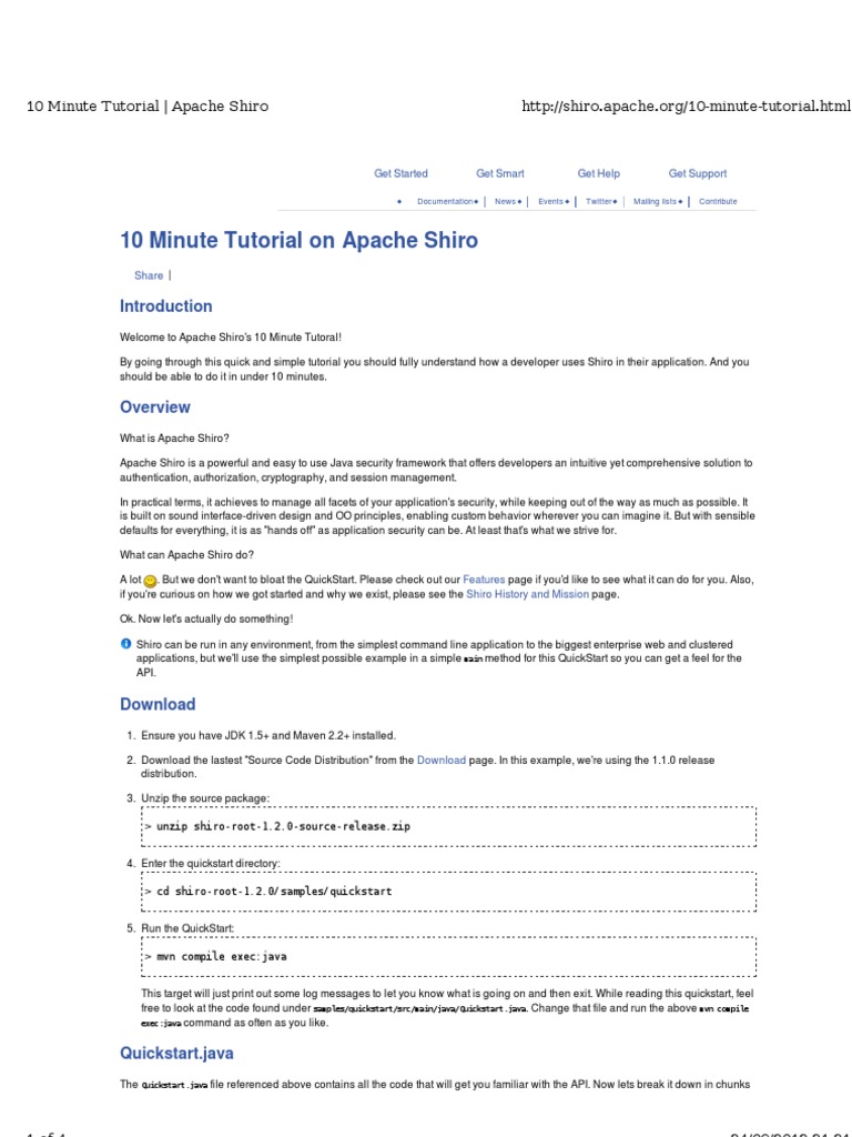 10 Minute Tutorial Apache Shiro | PDF | Enterprise Java Beans | Java (Programming Language)
