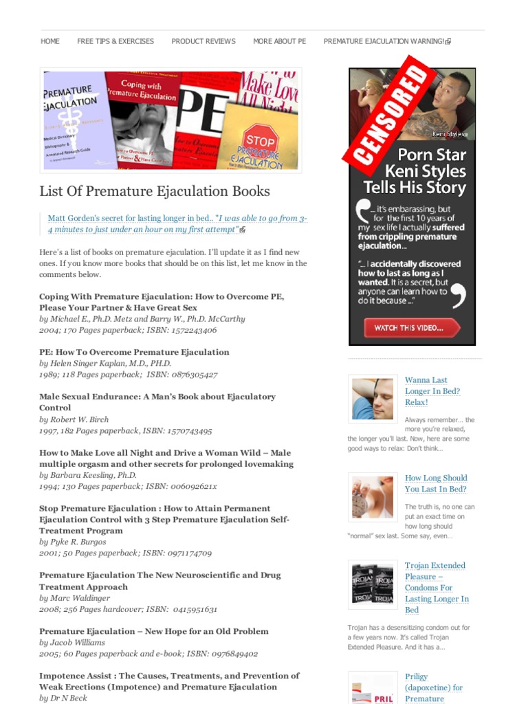 List of Premature Ejaculation Books | PDF | Ejaculation | Sexual ...