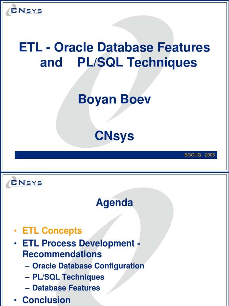 169 ETL Presentation | PDF | Pl/Sql | Sql