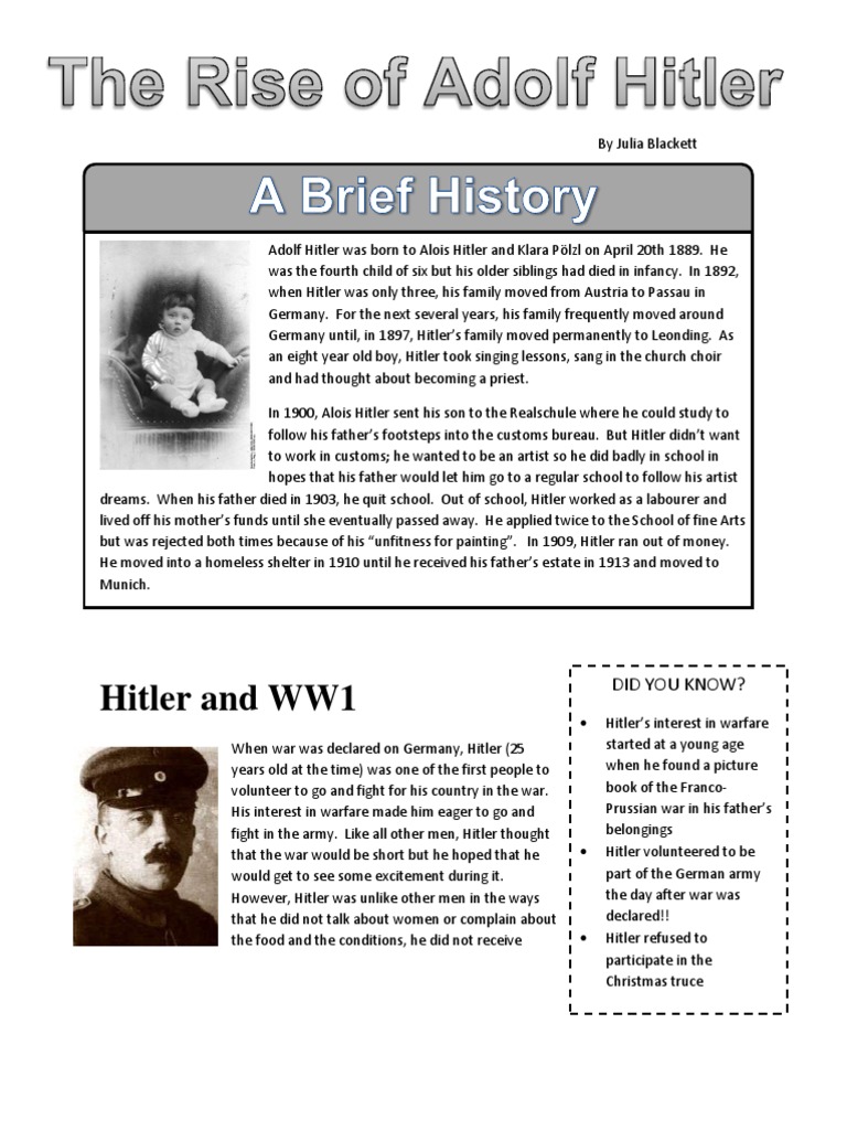 Rise of Hitler Worksheet | PDF | Adolf Hitler | Nazi Germany