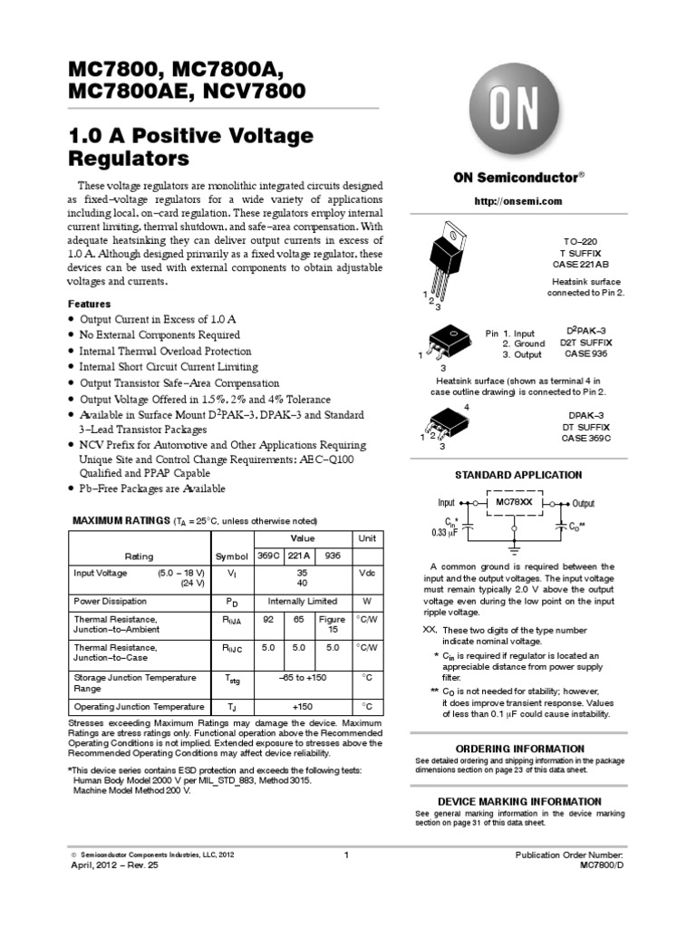 7824 Data Sheet | PDF | Capacitor | Power Supply