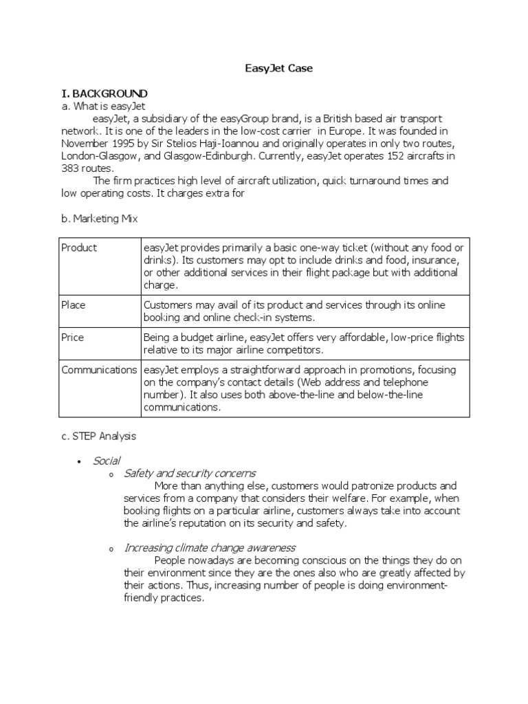 EasyJet Case | PDF | Airlines | Low Cost Carrier