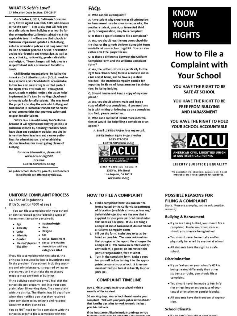 How To File Uniform Complaint Form | PDF