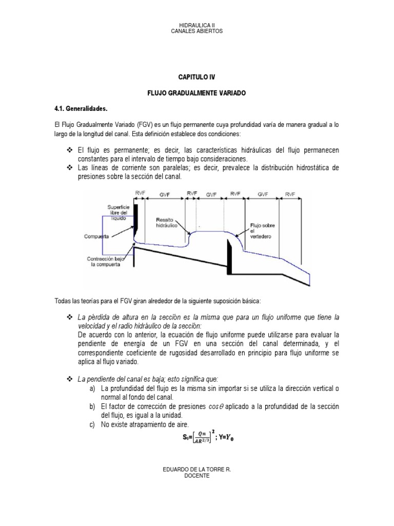 FLUJO GRADUALMENTE VARIADO | Integral | Cuesta abajo