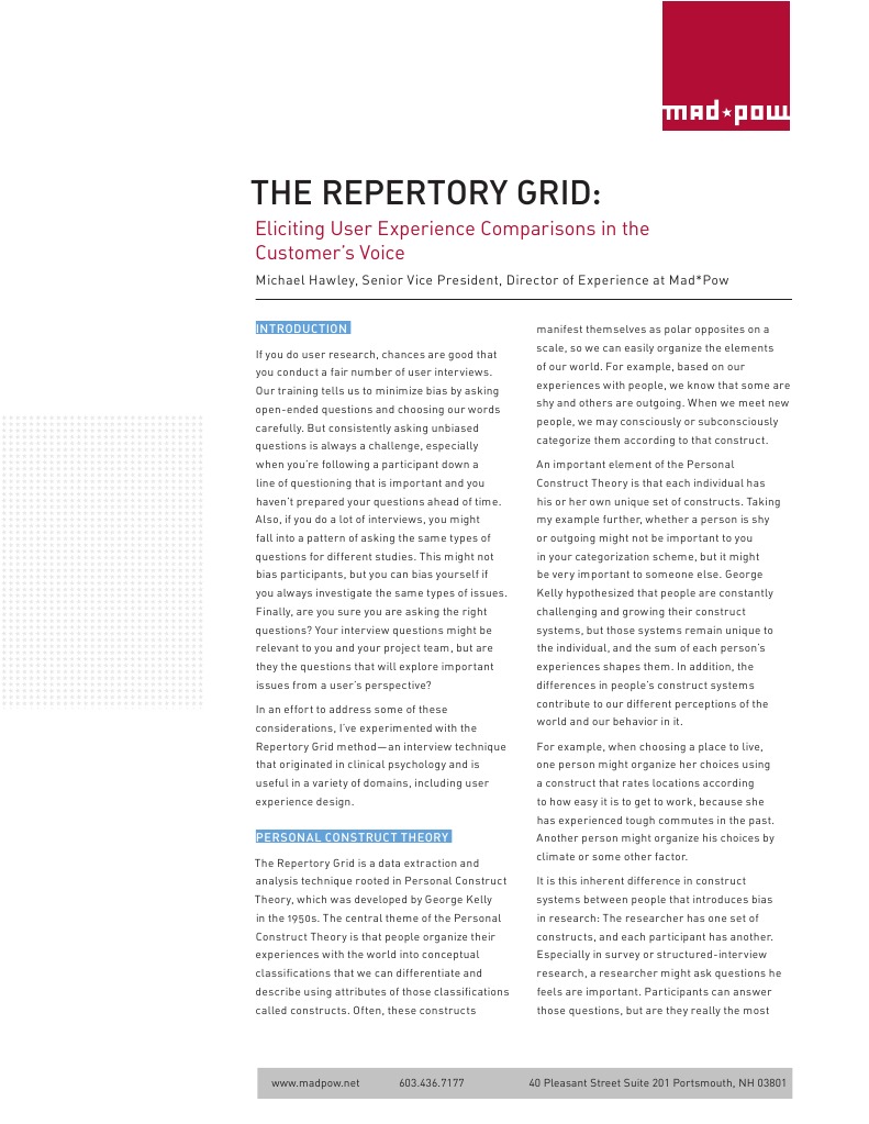 The Repertory Grid:: Eliciting User Experience Comparisons in The ...