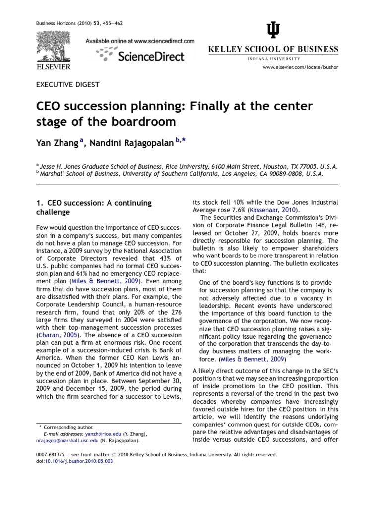 CEO Succession Planning | Download Free PDF | Succession Planning ...