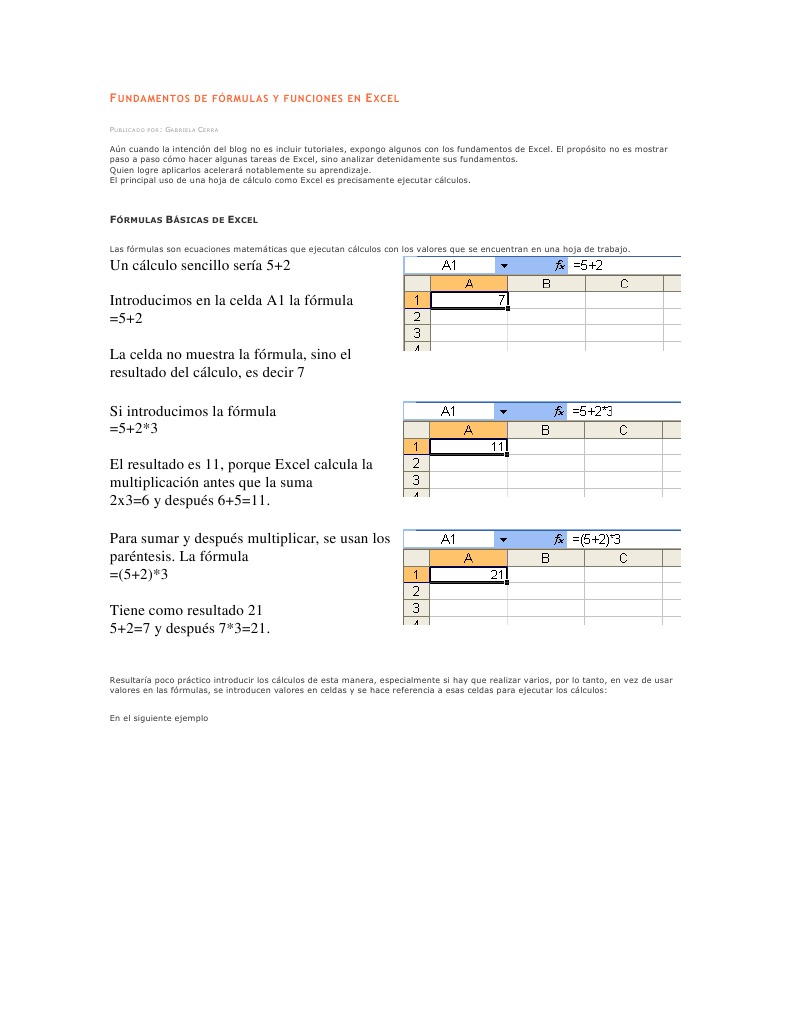 Fundamentos de Fórmulas y Funciones en Excel | PDF | Fórmula | Microsoft Excel