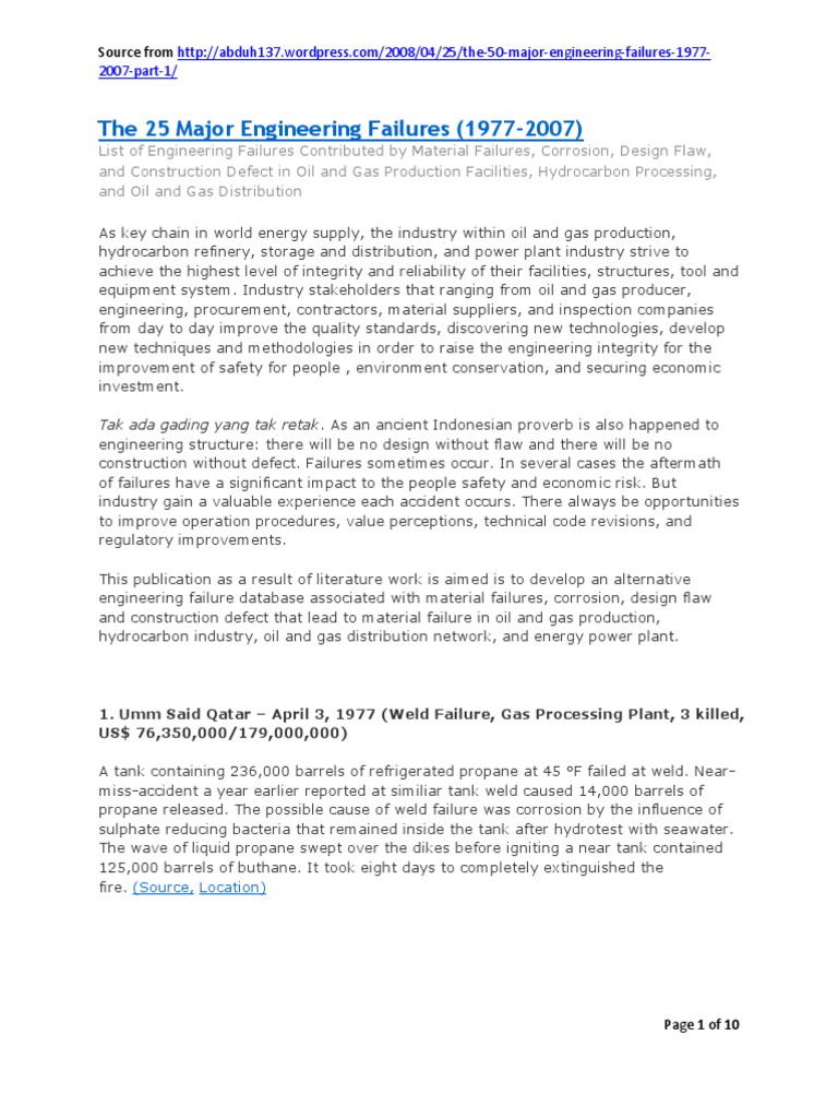 The 25 Major Engineering Failures | Download Free PDF | Oil Refinery ...