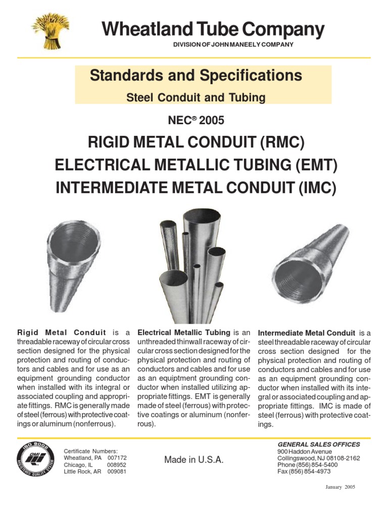 Resumen Tubería EMT-IMC-RMC (Wheatland) | PDF