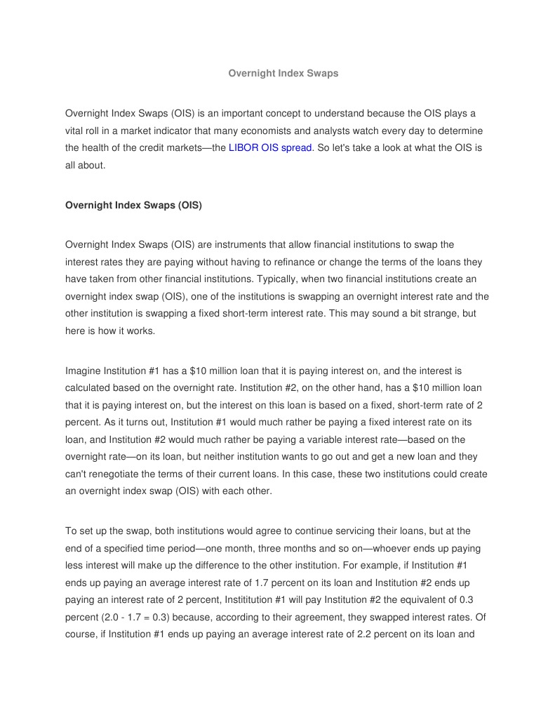 Understanding Overnight Index Swaps | PDF | Swap (Finance) | Libor