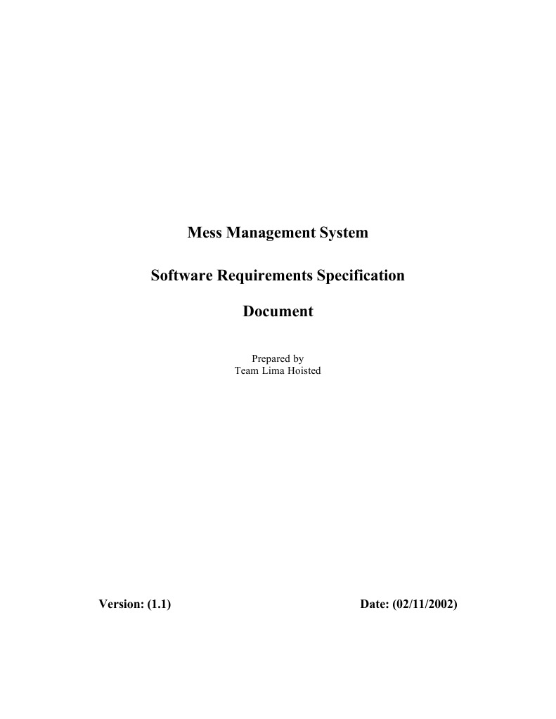 Mess Management System | PDF | Point Of Sale | Specification (Technical ...