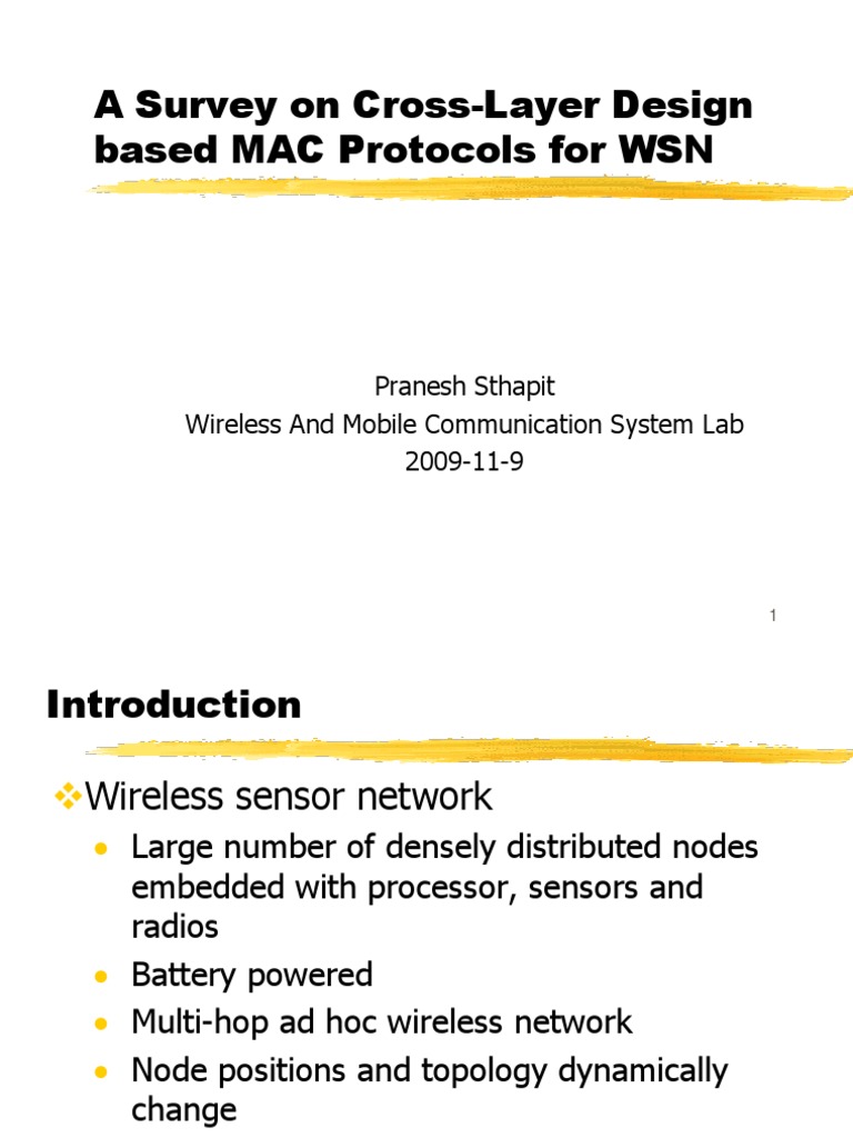 A Survey On Cross Layer Design Based Mac Protocols For Wsn Pdf
