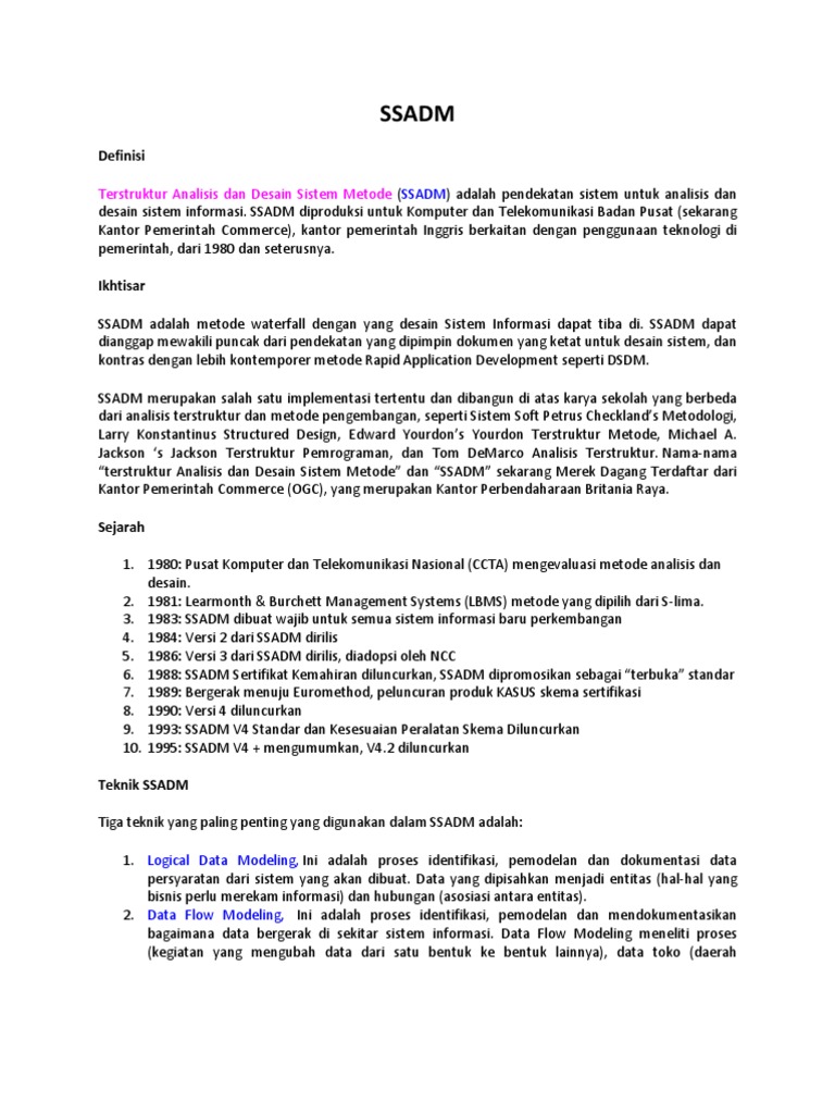 SSADM: Metode Analisis Sistem Terstruktur | PDF