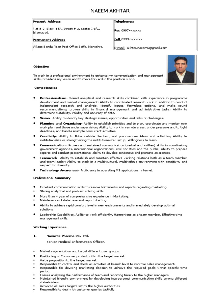 Naeem CV | PDF | Sales | Market Segmentation