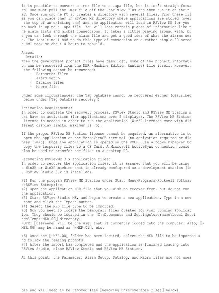 Converting .mer to .apa Files in RSView | PDF | Computer File ...