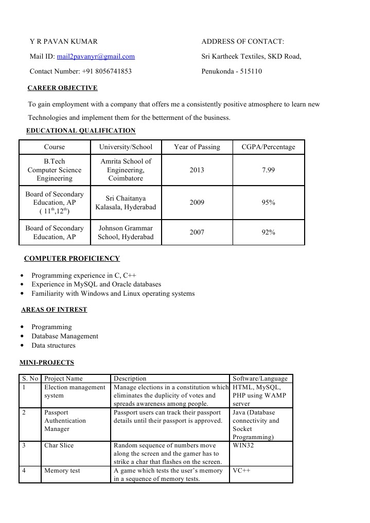 Career Objective: Computer Proficiency | PDF | My Sql | Databases