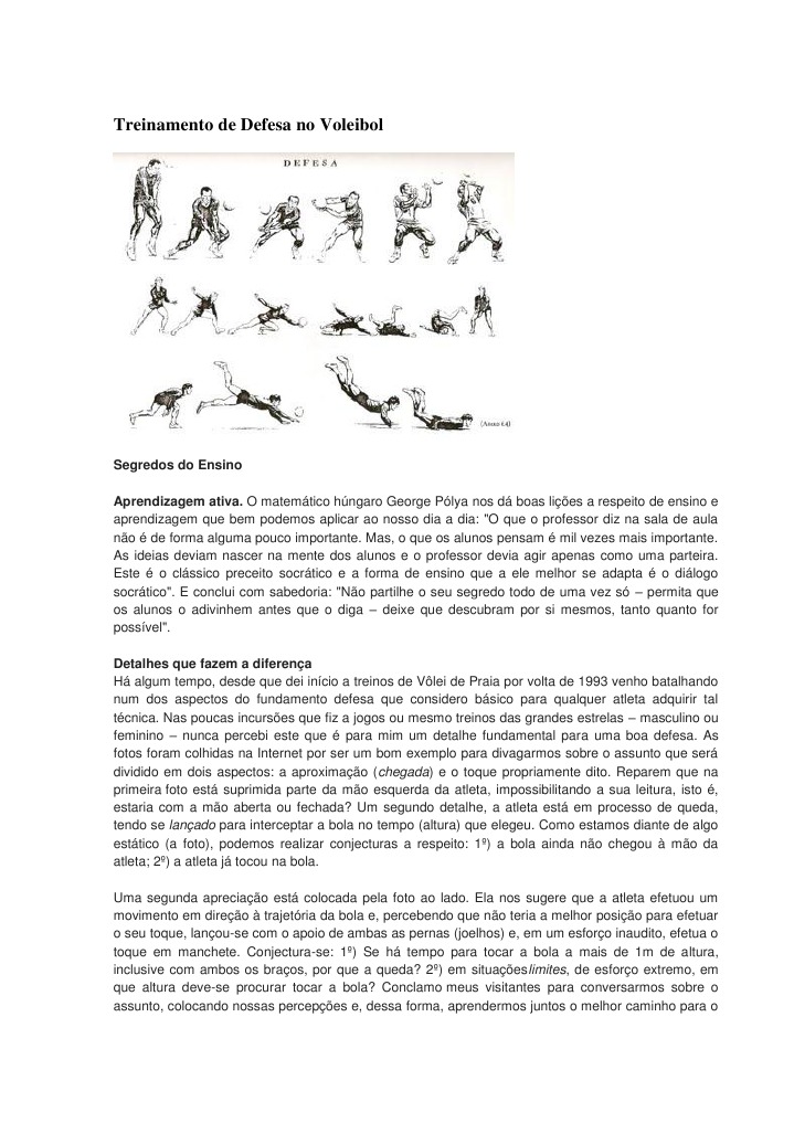 Treinamento de Defesa No Voleibol | Download grátis PDF | Voleibol | Tempo