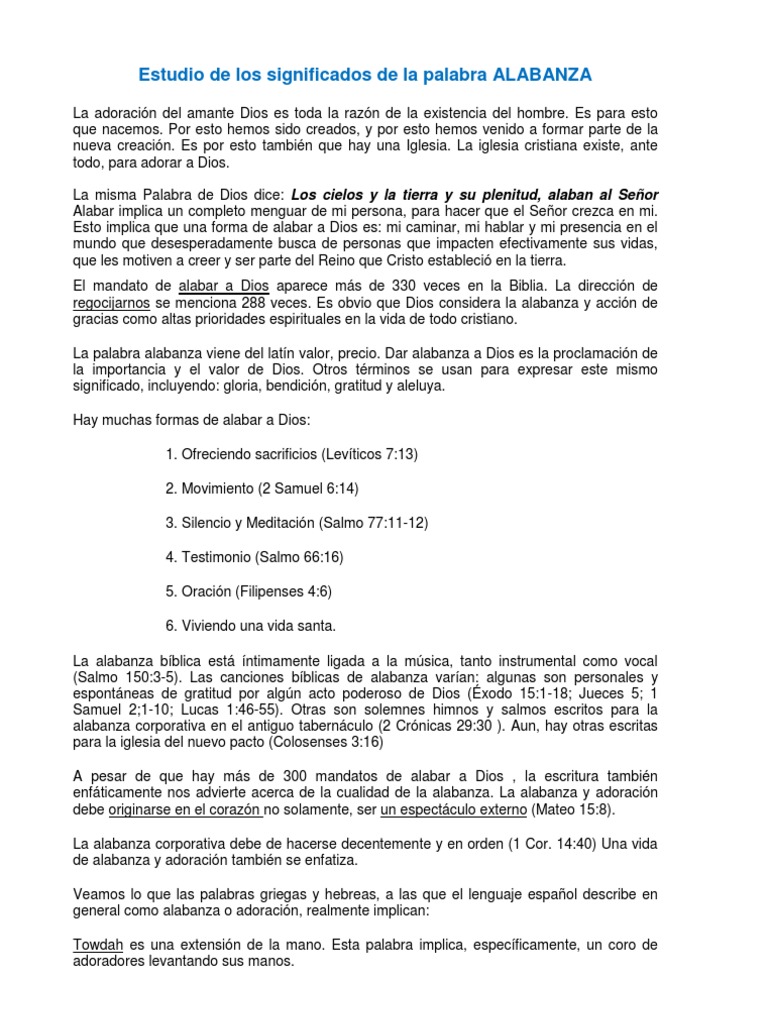 Significados de "Alabanza" en la Biblia | PDF | Salmos | Dios