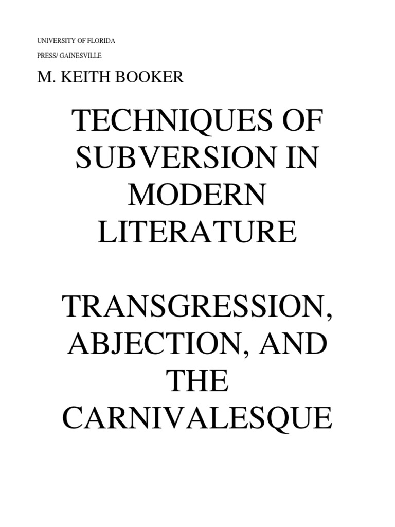 Keith Booker - Techniques of Subversion in Modern Literature | PDF ...