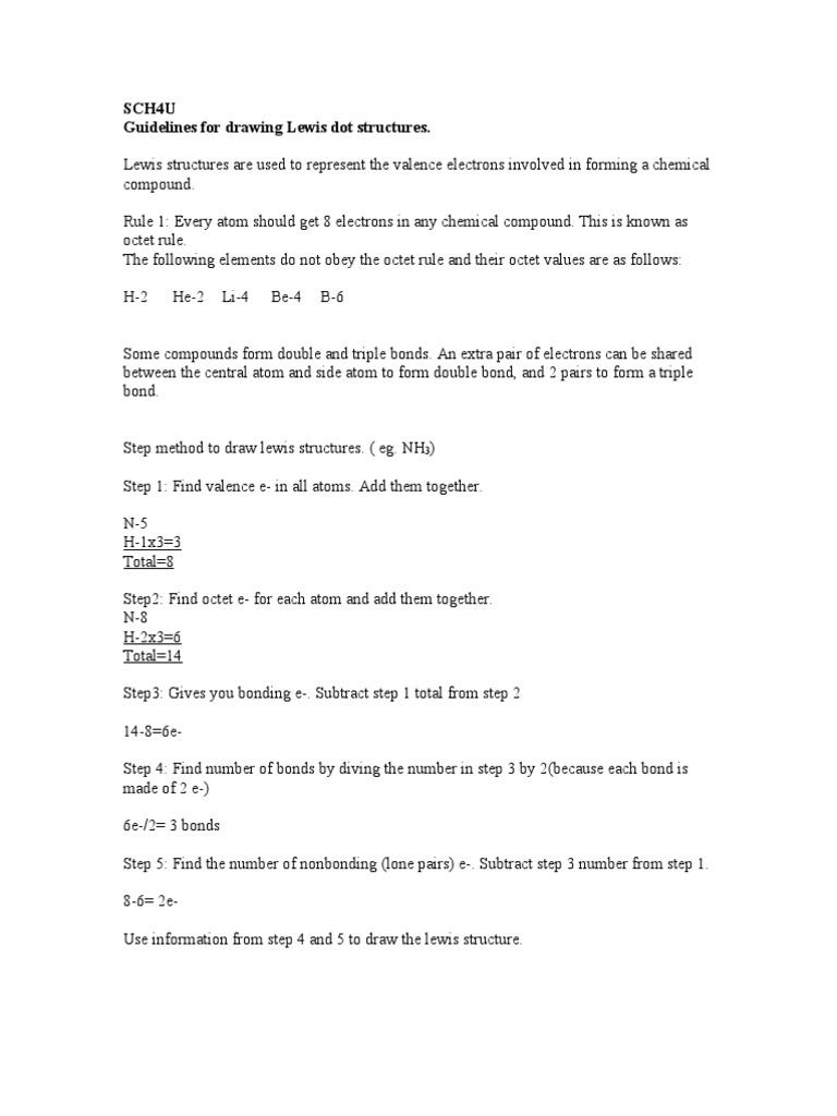 Guidelines For Drawing Lewis Dot Structures | PDF
