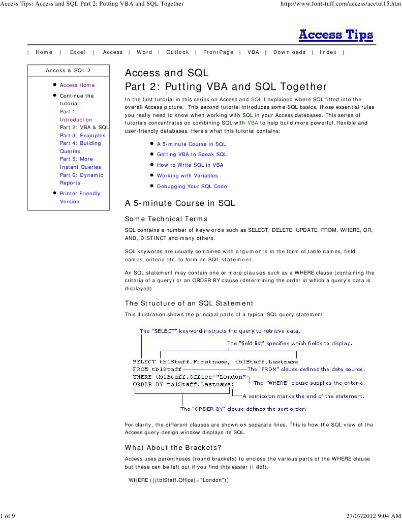 Write Sql Vba Pdf Sql String Computer Science 0013