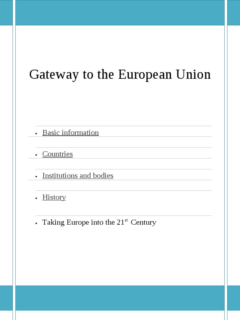 Gateway To The European Union: Basic Information Countries Institutions ...