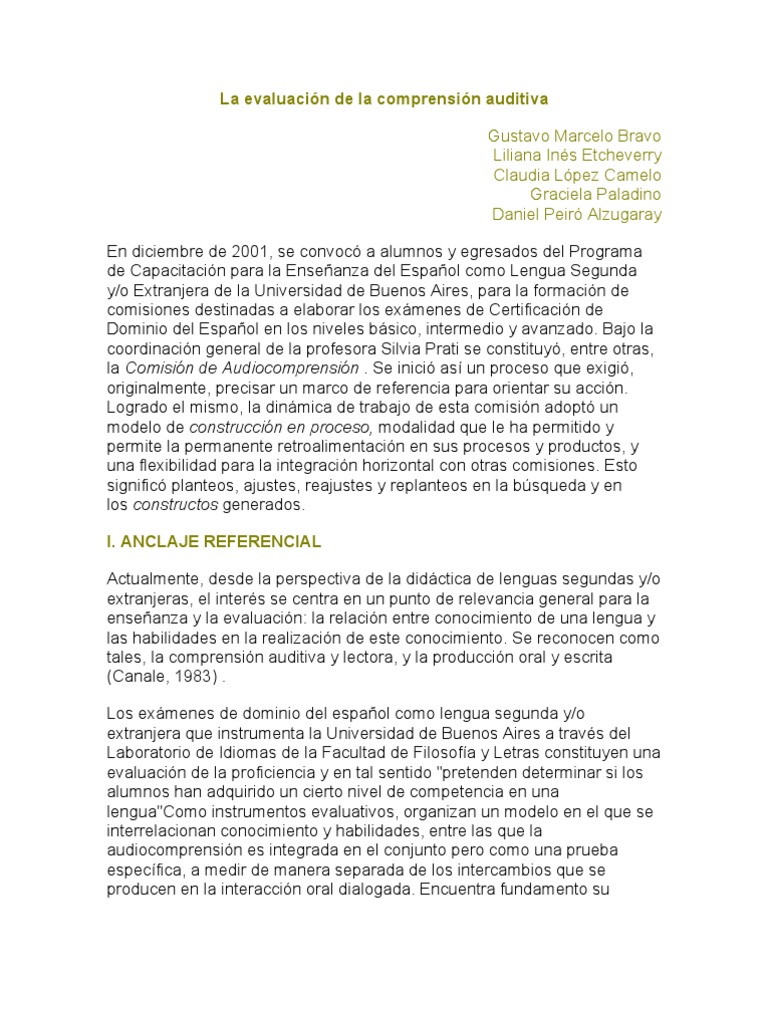 Evaluación de Audiocomprensión en Español | PDF | Radio | Proposición