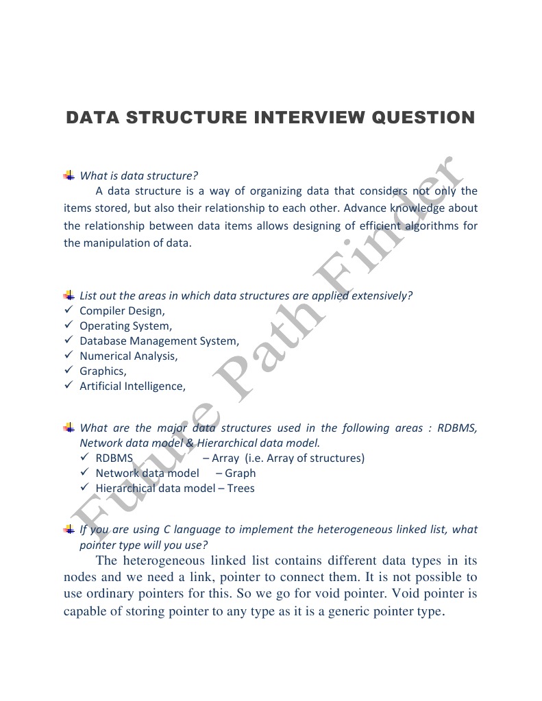 Ds Interview Questions On Data Structures Pdf Pointer Computer Programming Computer Data
