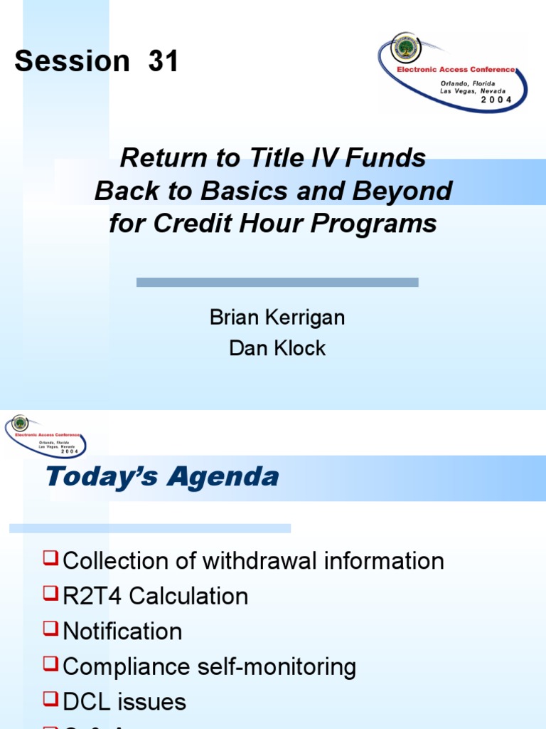 R2T4 Compliance for Credit Hour Programs | PDF