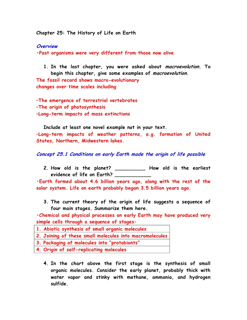 AP Biology Reading Guide Chapter 25 | PDF | Abiogenesis | Life