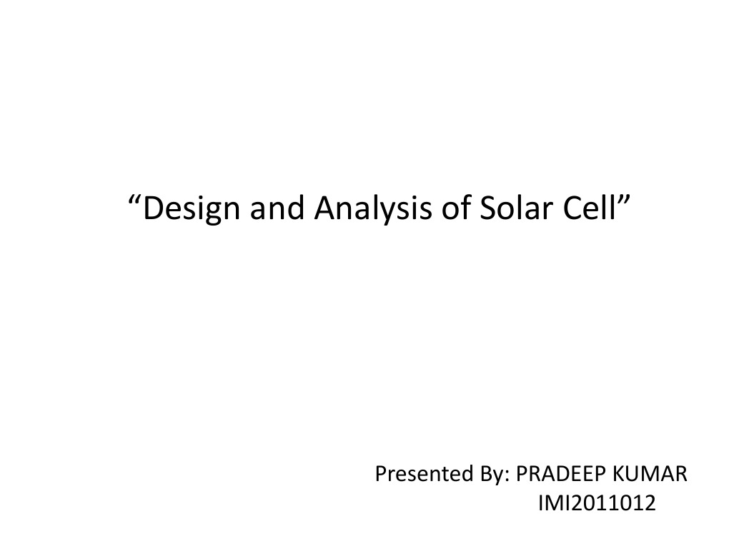 Design of Solar Cell | PDF