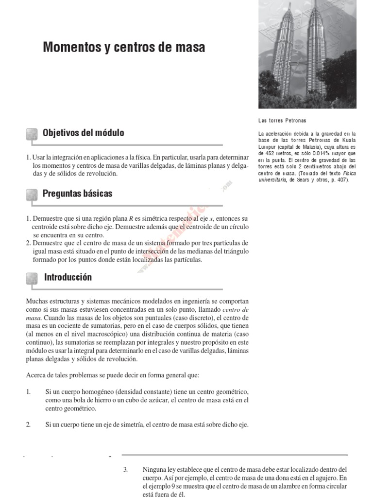 Momentos y Centros de Masa | PDF | Integral | Sistema de coordenadas ...