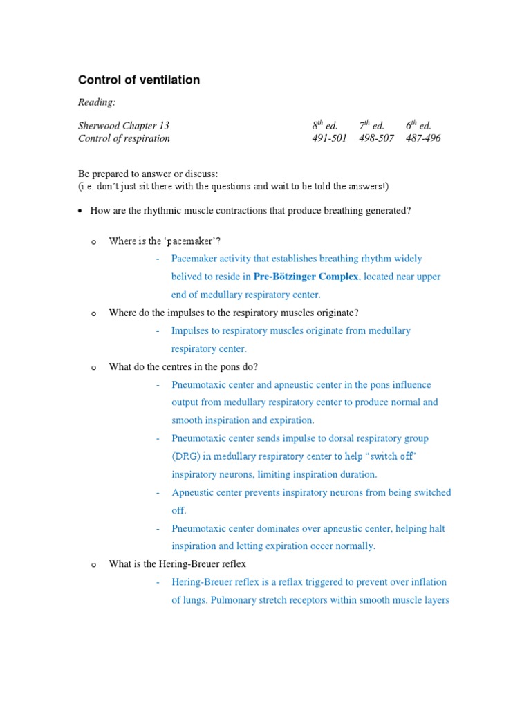 The Control of Ventilation: A Comprehensive Review of the Neural and ...