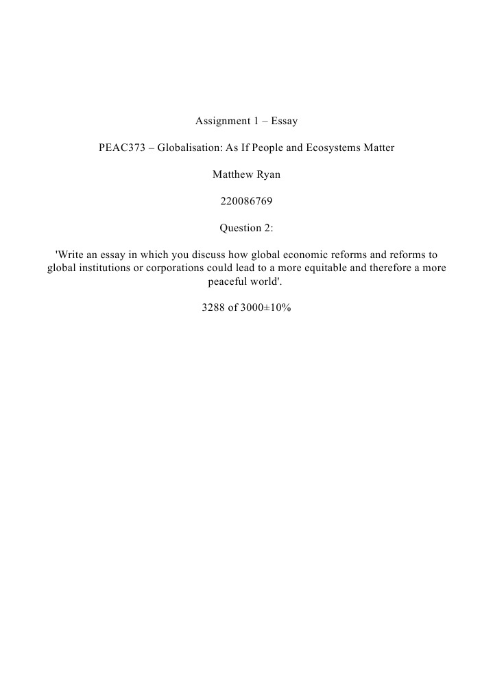 Global Economic Reforms for Peace | PDF | Millennium Development Goals ...
