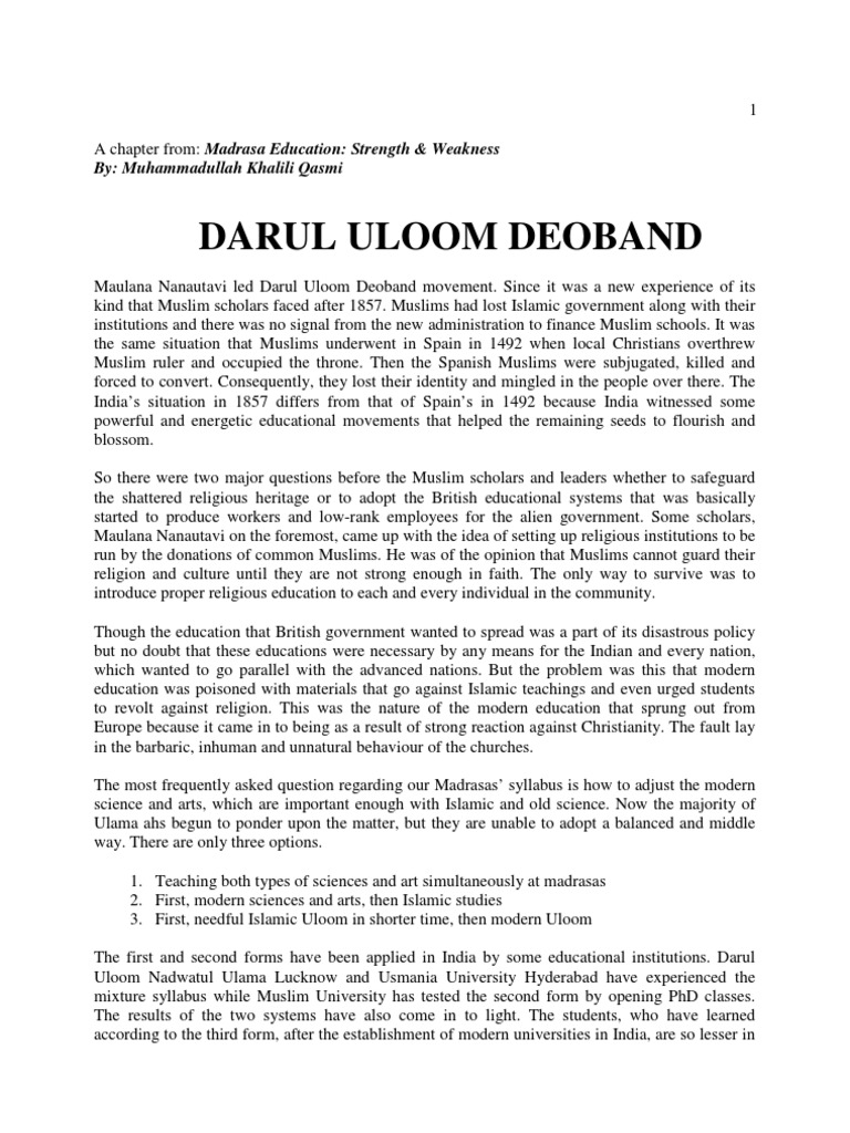 Darul Uloom Deoband = a Chapter From Madrasa Education Strength ...