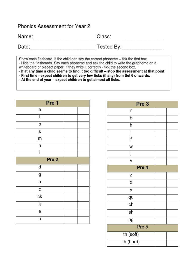 Year 2 Phonics Assessment Guide | PDF