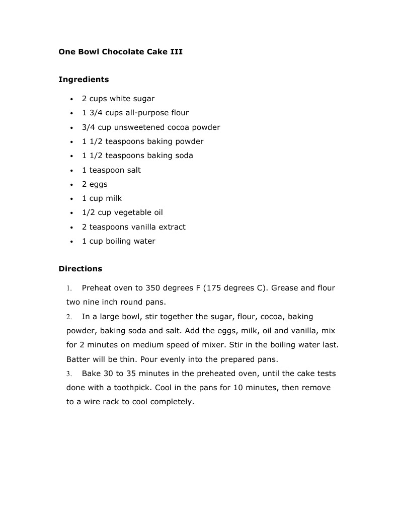 Easy Chocolate Cake | PDF