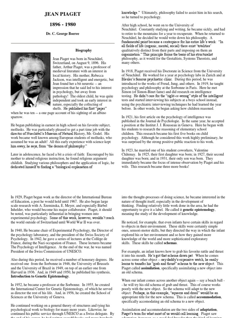 Bibliography of Jean Piaget | PDF | Psychology | Psychology