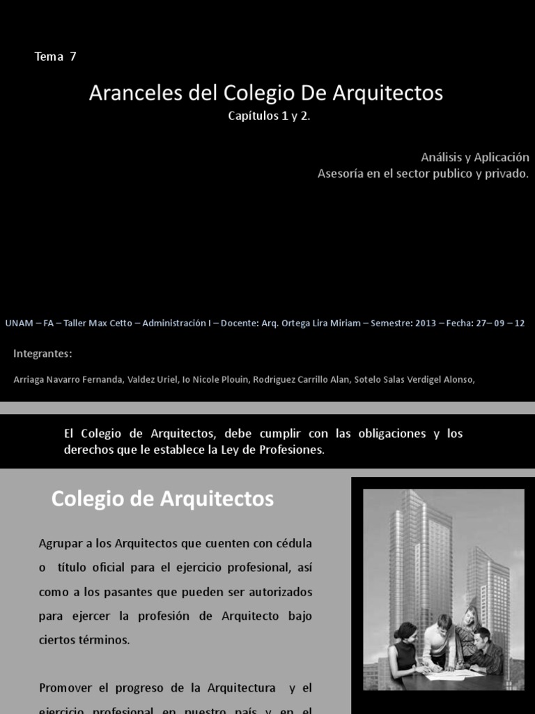 Tema 7 - Aranceles Del Colegio de Arquitectos | PDF | Arquitecto | Diseño Tema 7 - Aranceles Del Colegio de Arquitectos | PDF | Arquitecto | Diseño