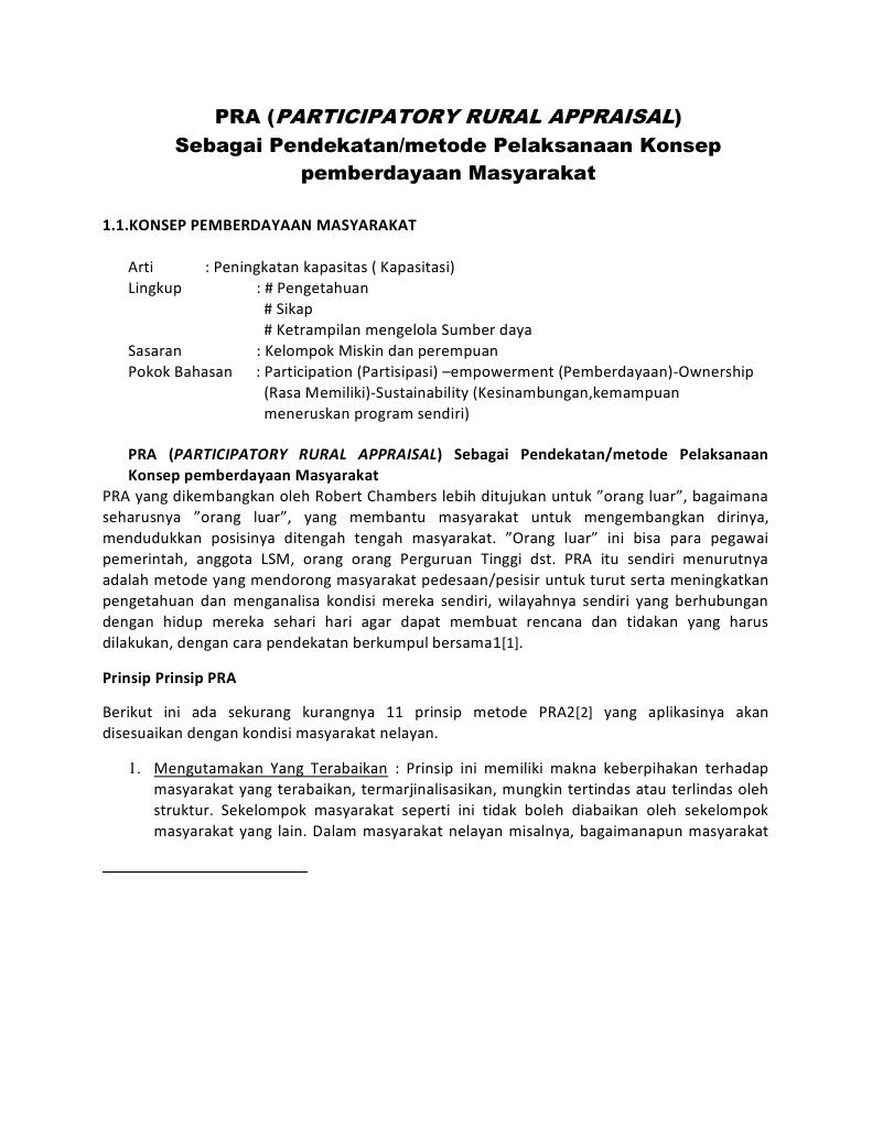 Participatory Rural Appraisal: Pra Sebagai Pendekatan/metode ...