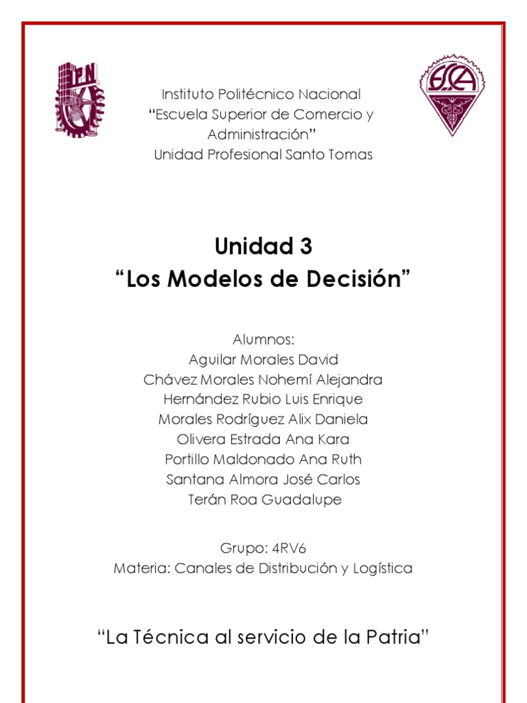 Unidad 3 Los Modelos de Decisión | Descargar gratis PDF | Distribución ...
